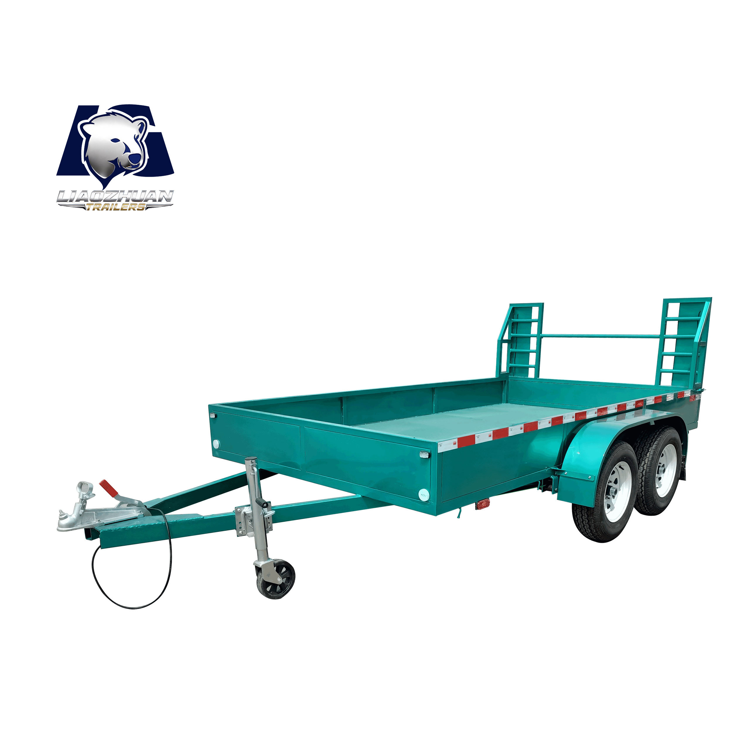 Modular Double Axle Box Trailer Mid Axle Utility Cargo Trailer Green