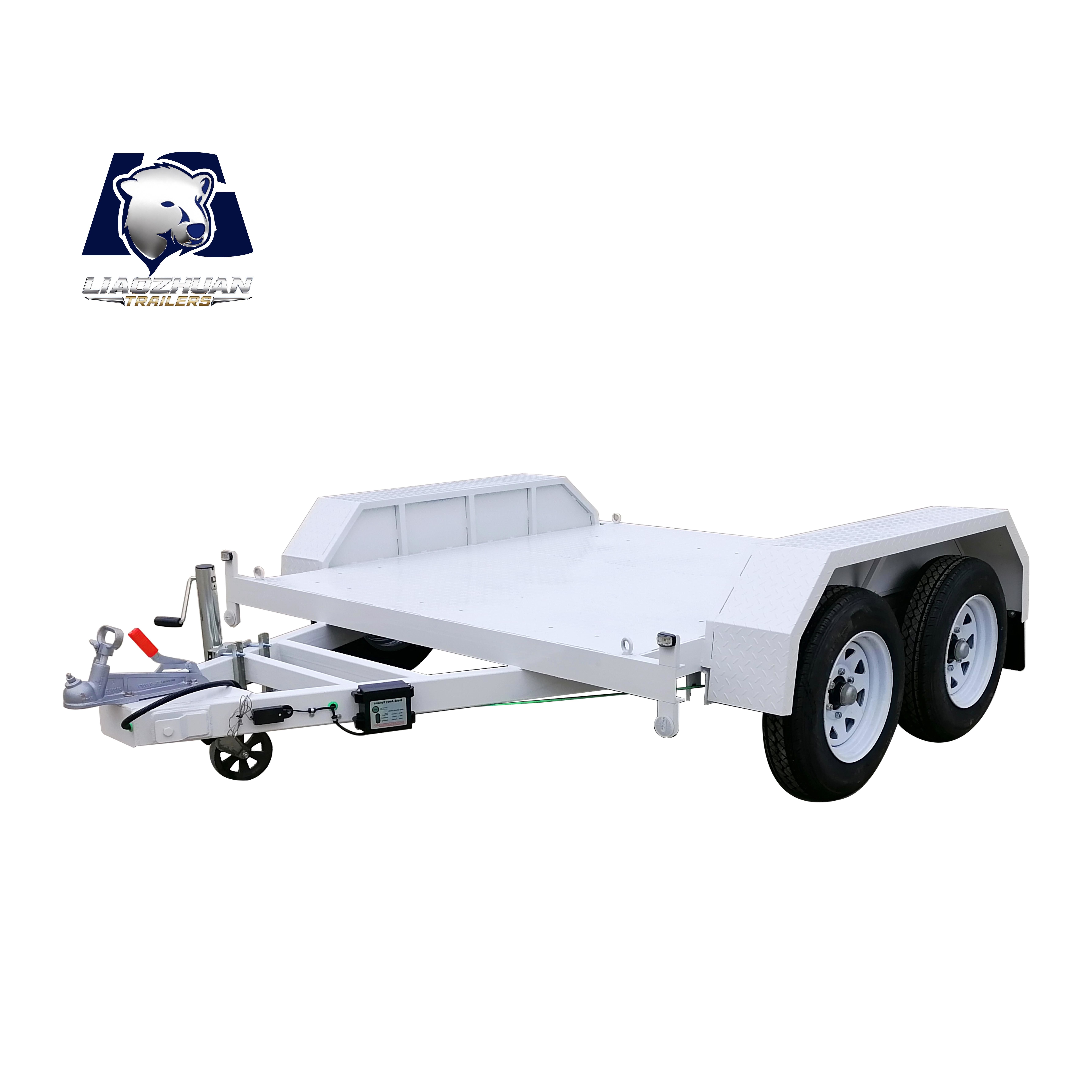 White Tandem Axle Flatbed Trailer 680kg Tandem Flatbed Trailers